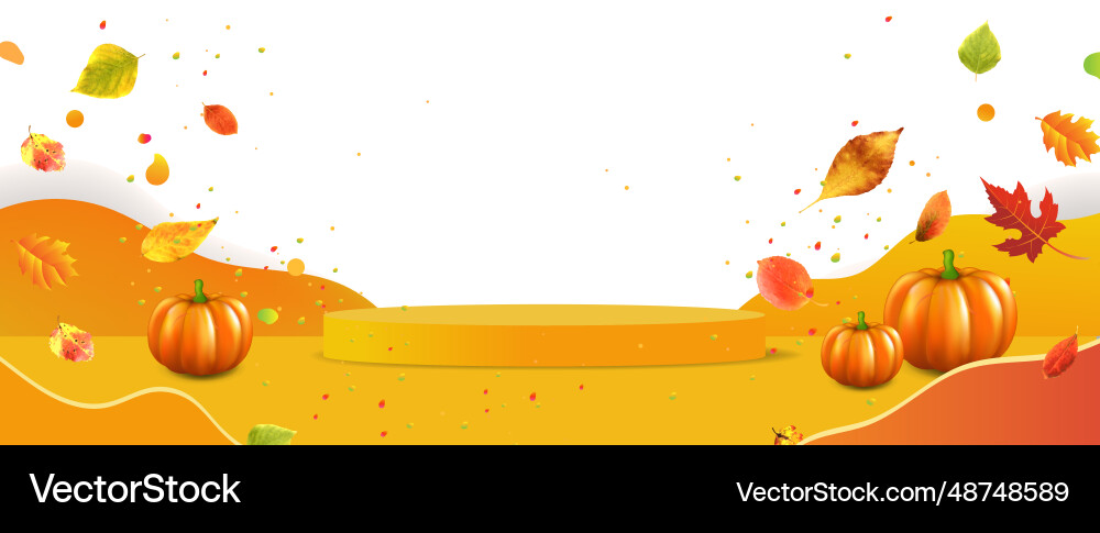 Autumn banner with leaves and pumpkins Royalty Free Vector