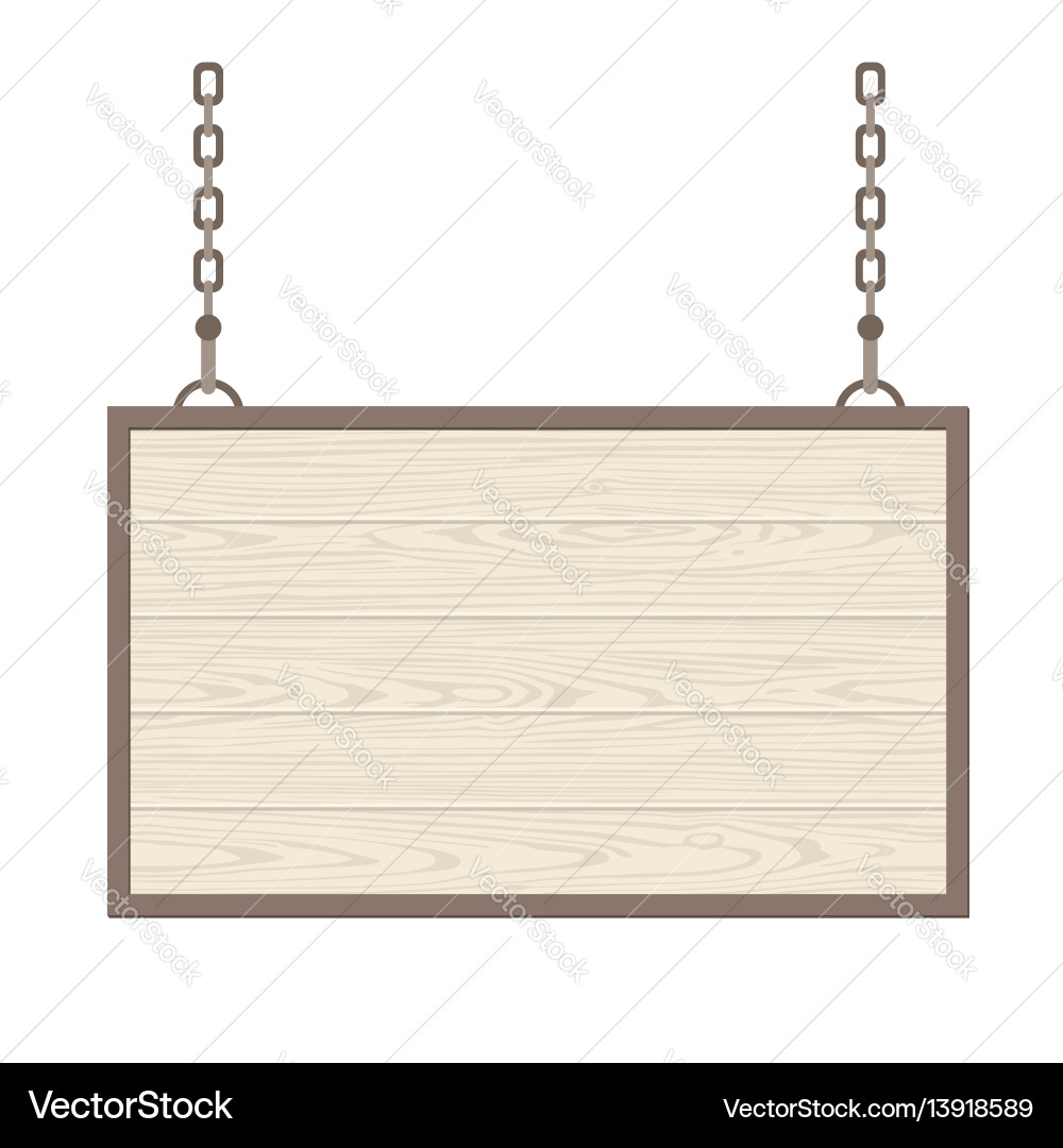 Blank rectangular wooden signboard hanging Vector Image