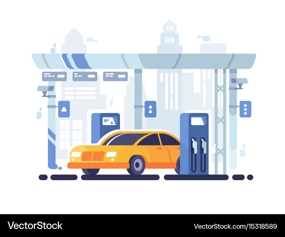 Car fueled at gas station Royalty Free Vector Image