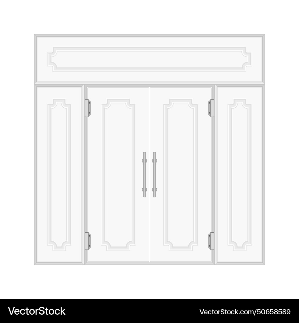 Closed entrance door with frame realistic style Vector Image