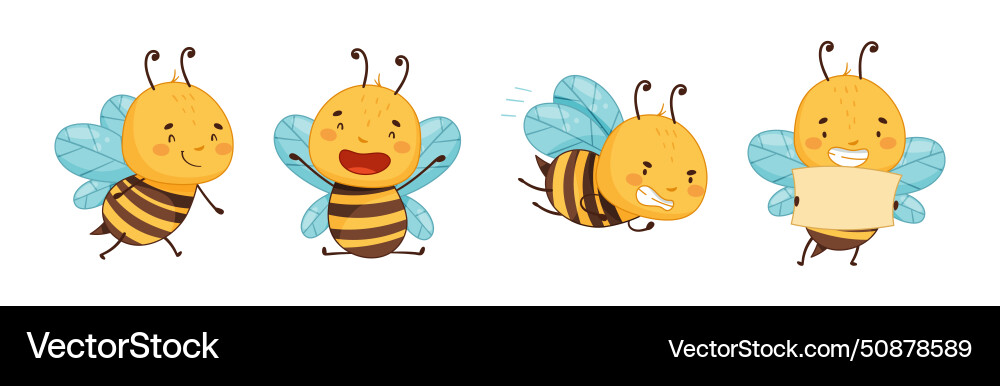 Cute honey bee character with pretty face Vector Image