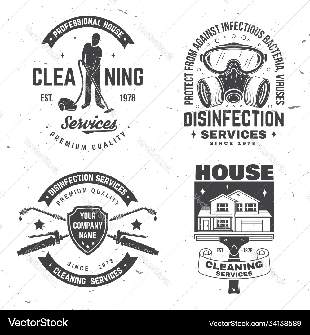 Disinfection and cleaning services badge logo Vector Image