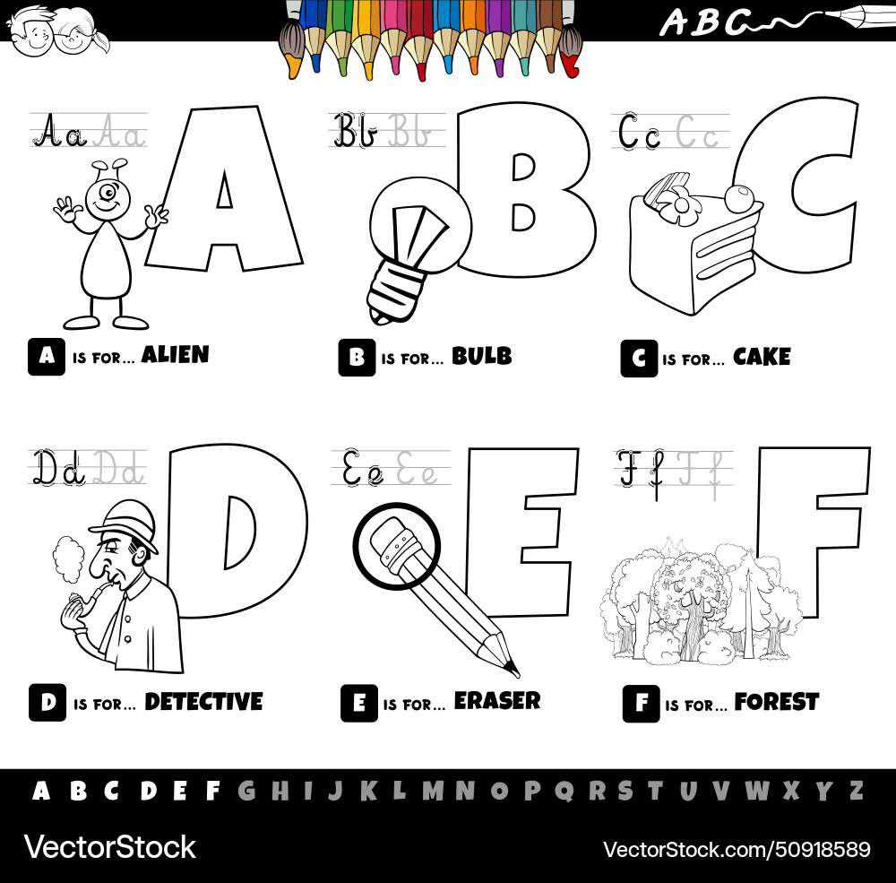 Educational cartoon alphabet letters set from Vector Image
