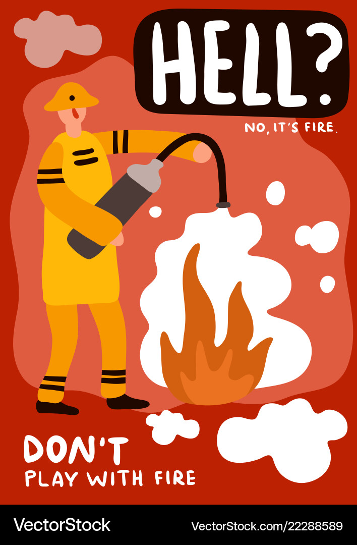 Fire fighting flat poster Royalty Free Vector Image