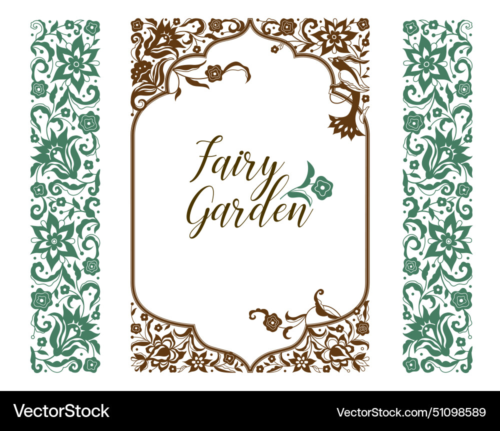 Floral frame vignette border card design template Vector Image
