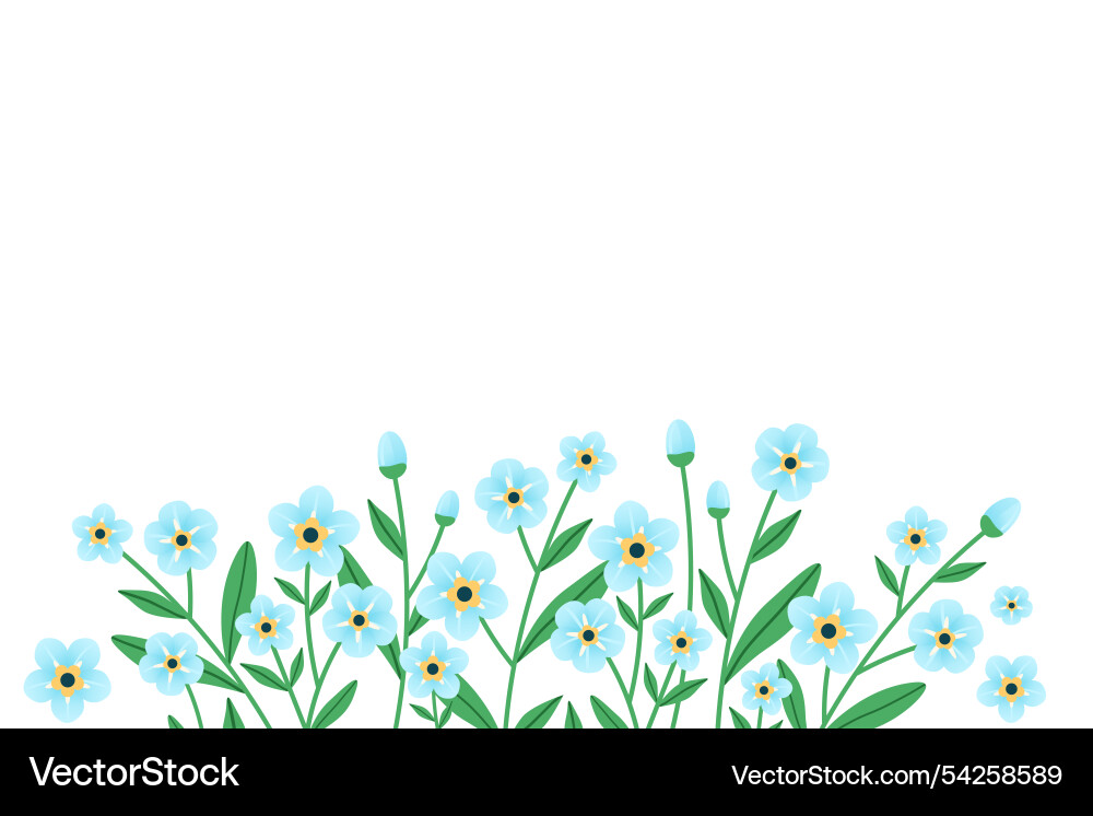 Forget me not flower frame rectangular Royalty Free Vector