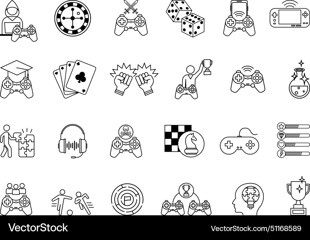 Games icons set of arcade game mobile Royalty Free Vector