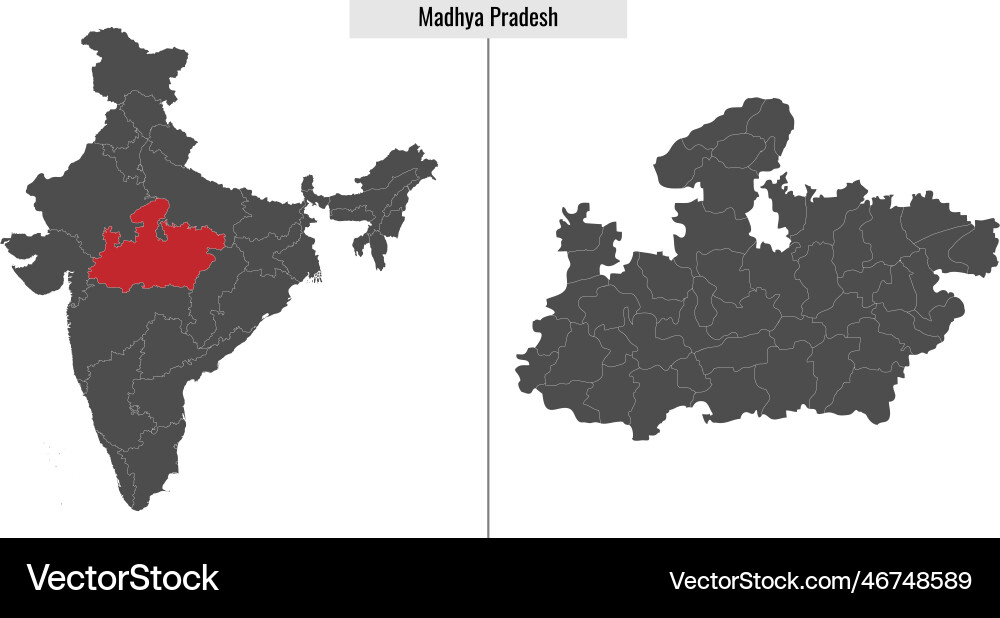 Madhya Pradesh State Map of India Royalty Free Vector Image