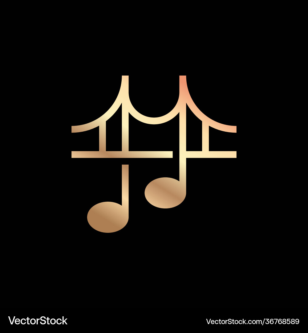 Music notes bridge logo design template Royalty Free Vector