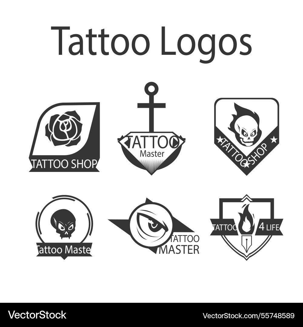 Pack of modern tattoo logos Royalty Free Vector Image