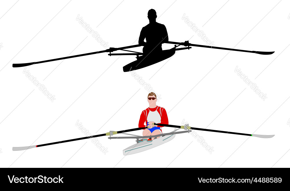 Rowing Boat Silhouette Royalty Free Vector Image