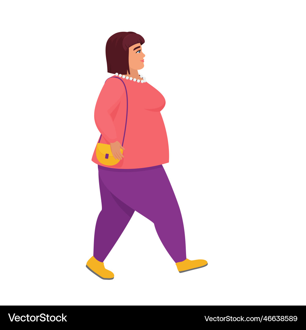 Walking fat woman Royalty Free Vector Image - VectorStock