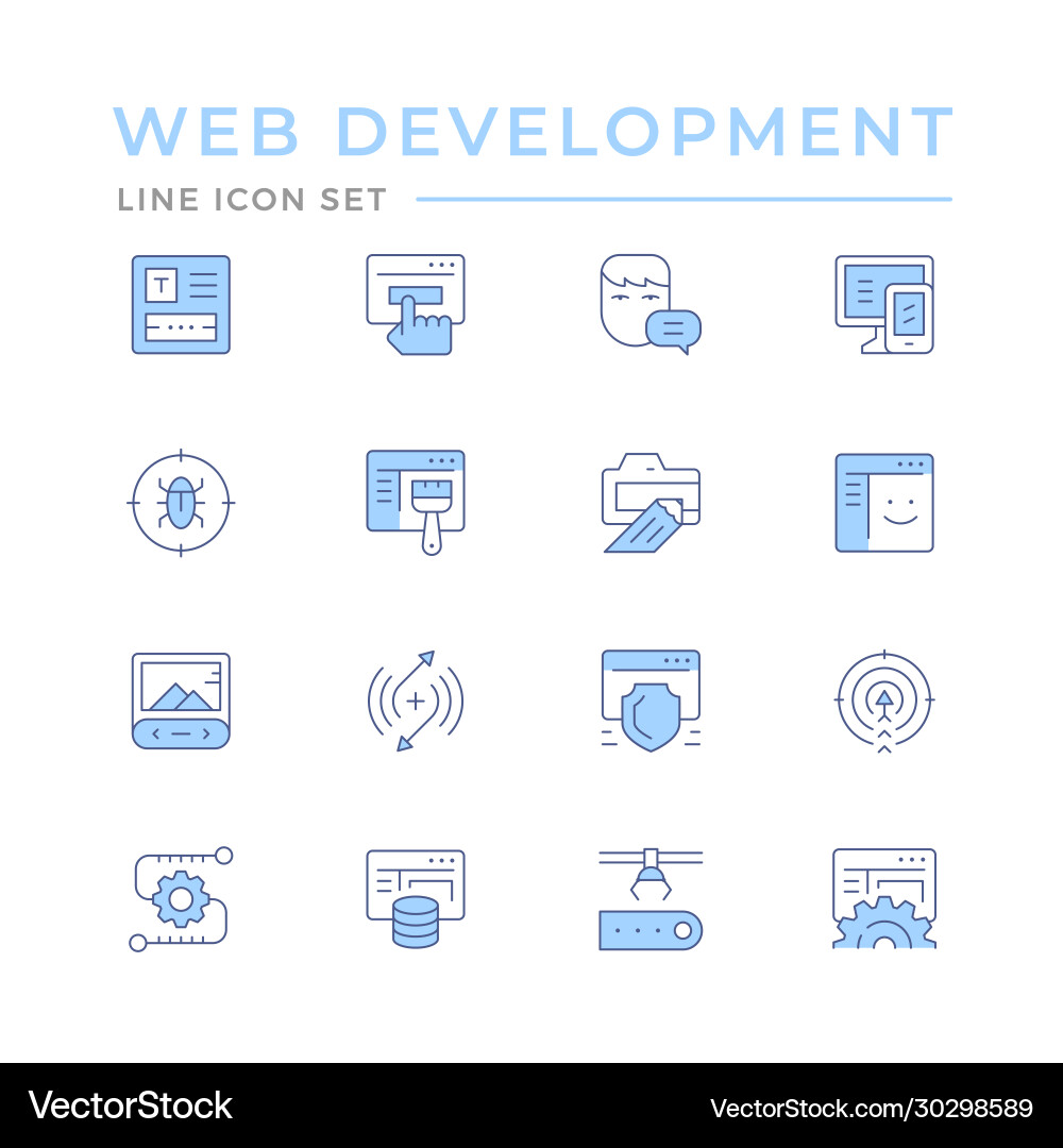 Web Development Line Icons Royalty Free Vector Image