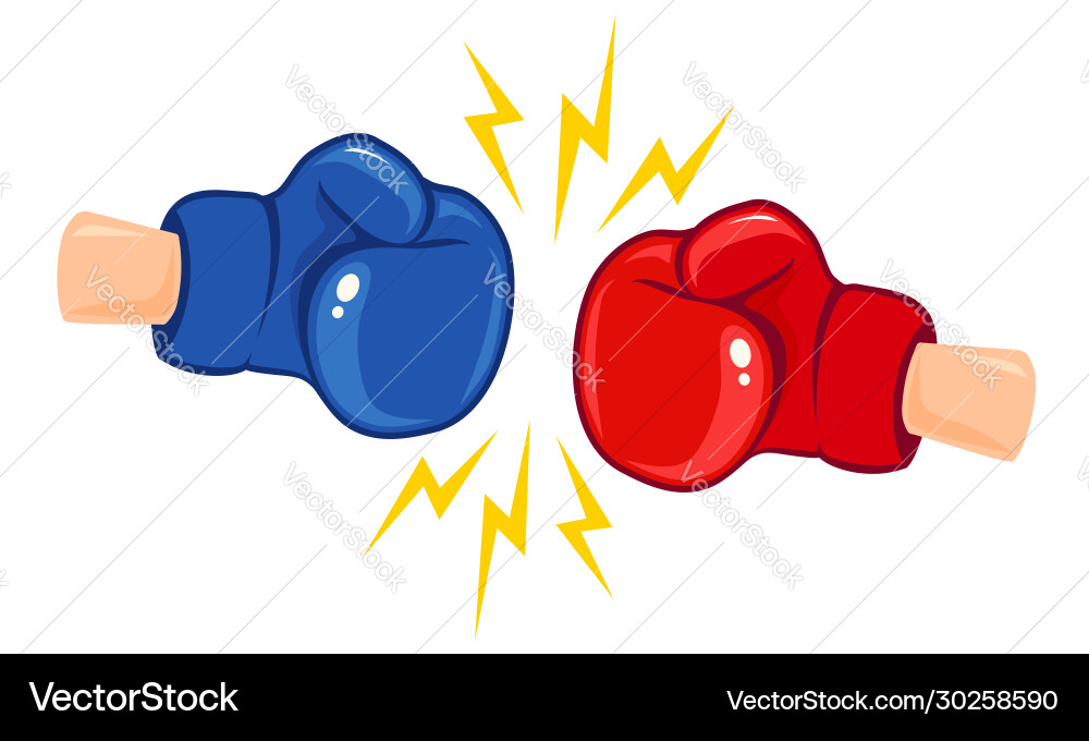 Boxing Gloves Emblem - Conflict & Resolution Vector Image