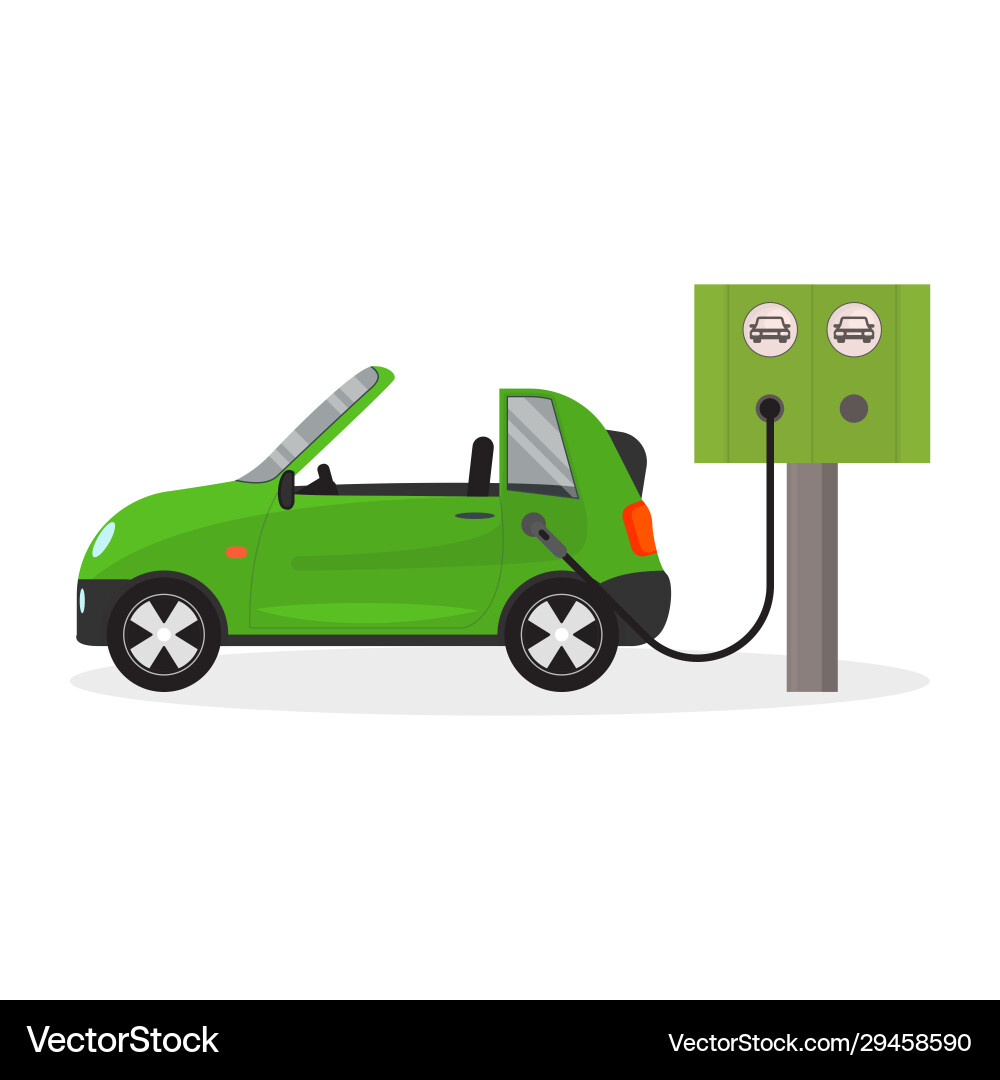 Cartoon electric car on a white Royalty Free Vector Image
