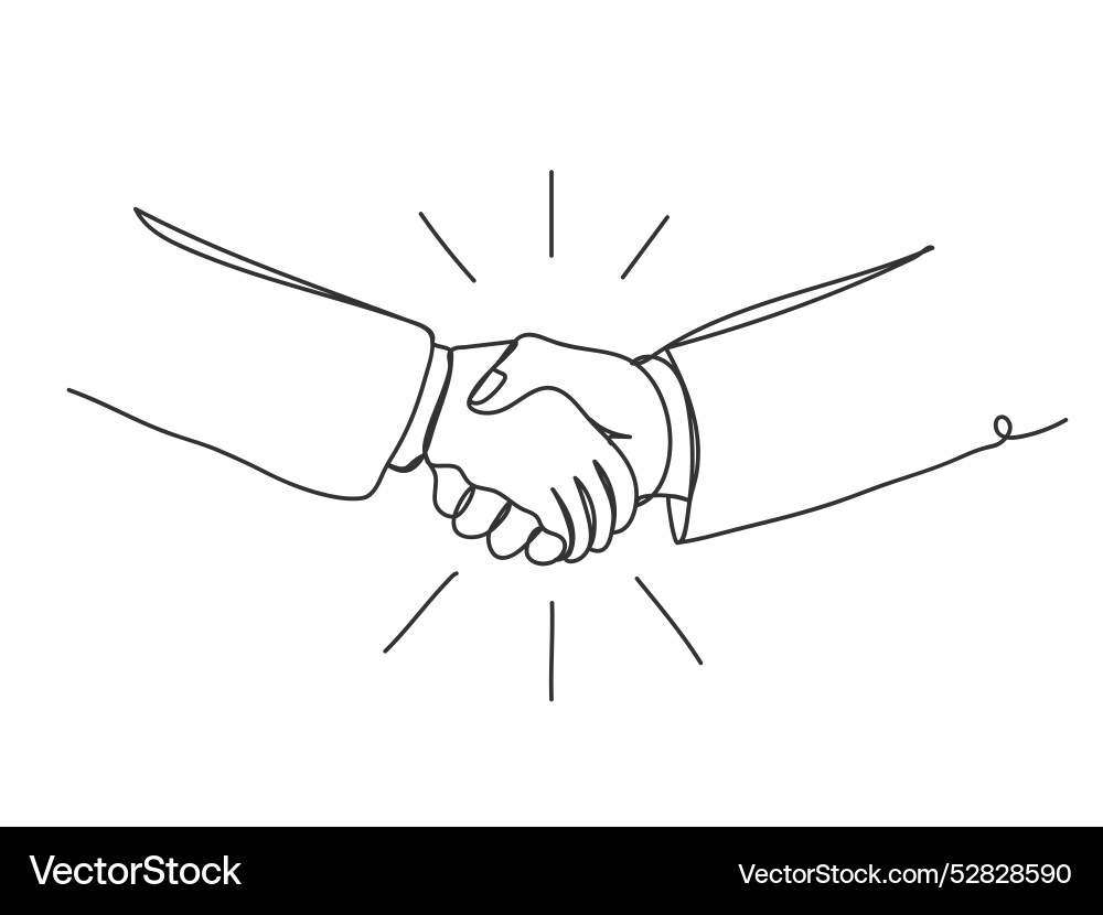 Continuous one line art hand shake shape isolated Vector Image