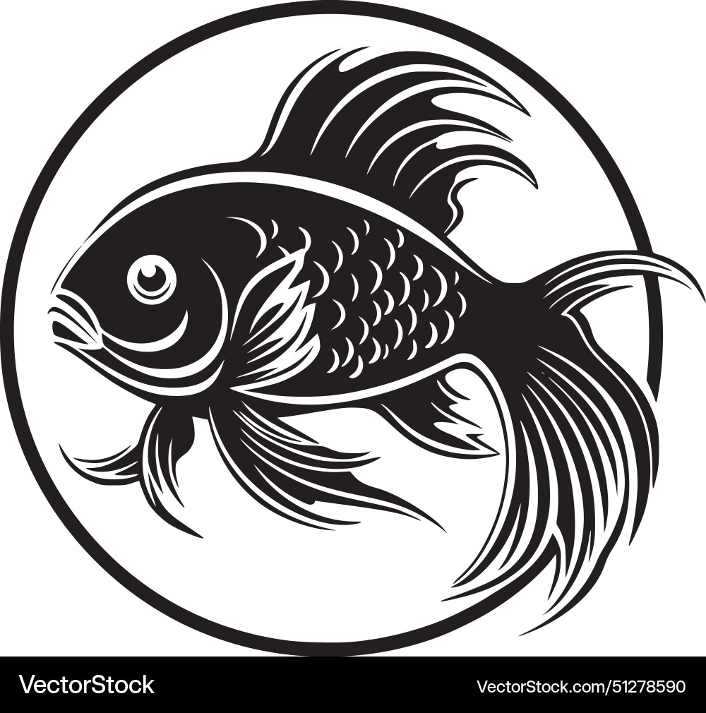 Goldfish - black and white Royalty Free Vector Image