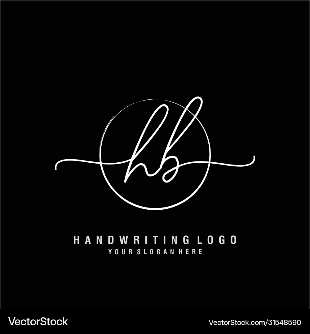 Hb initial handwriting logo design Royalty Free Vector Image