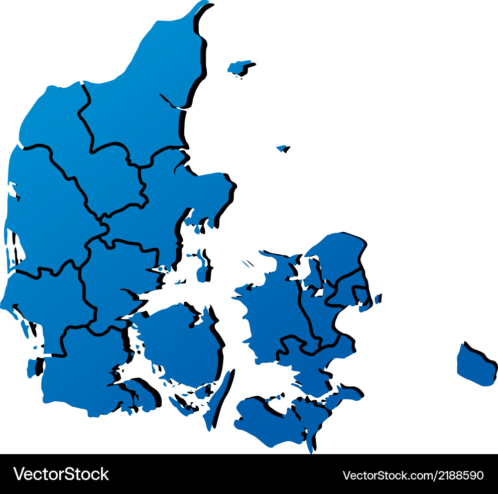 High detailed map - denmark Royalty Free Vector Image