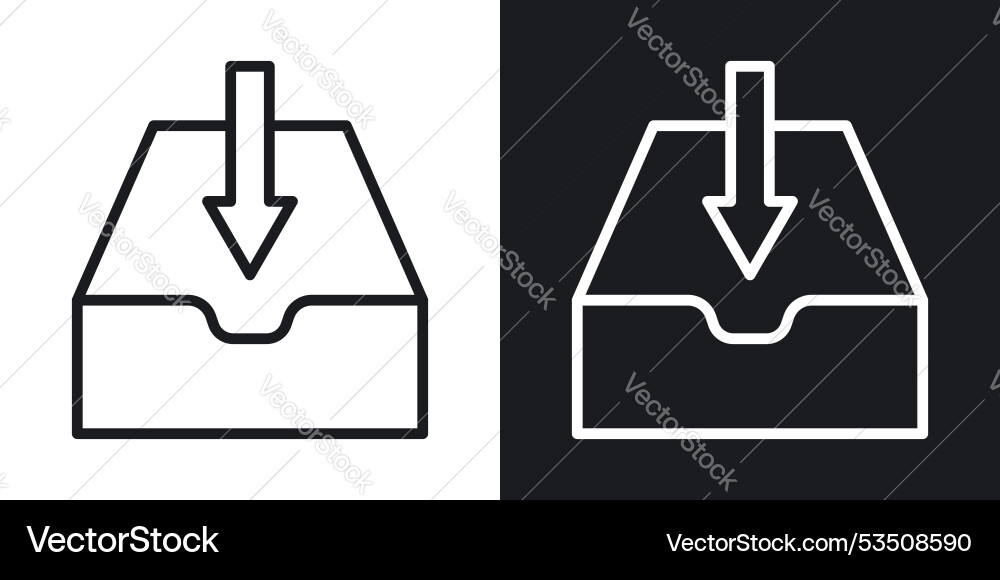 Inboxline in thin line black color flat simple Vector Image