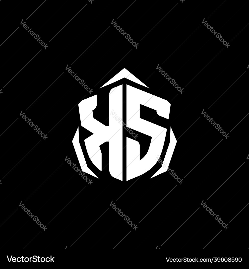 Ks monogram shield shape style Royalty Free Vector Image