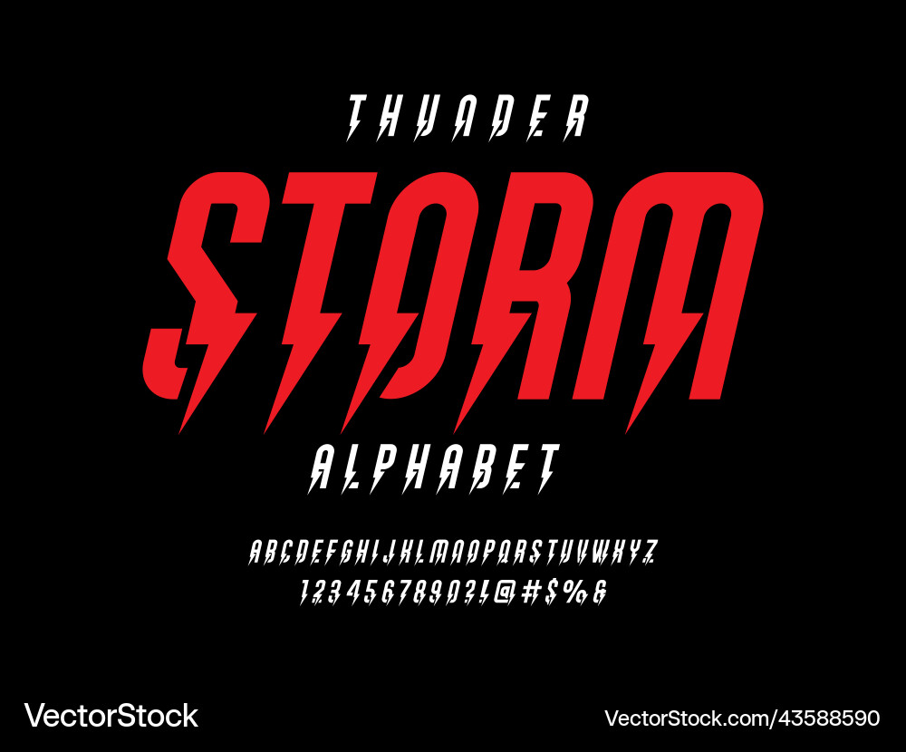 Thunderbolt Font & Symbol Set Royalty Free Vector Image