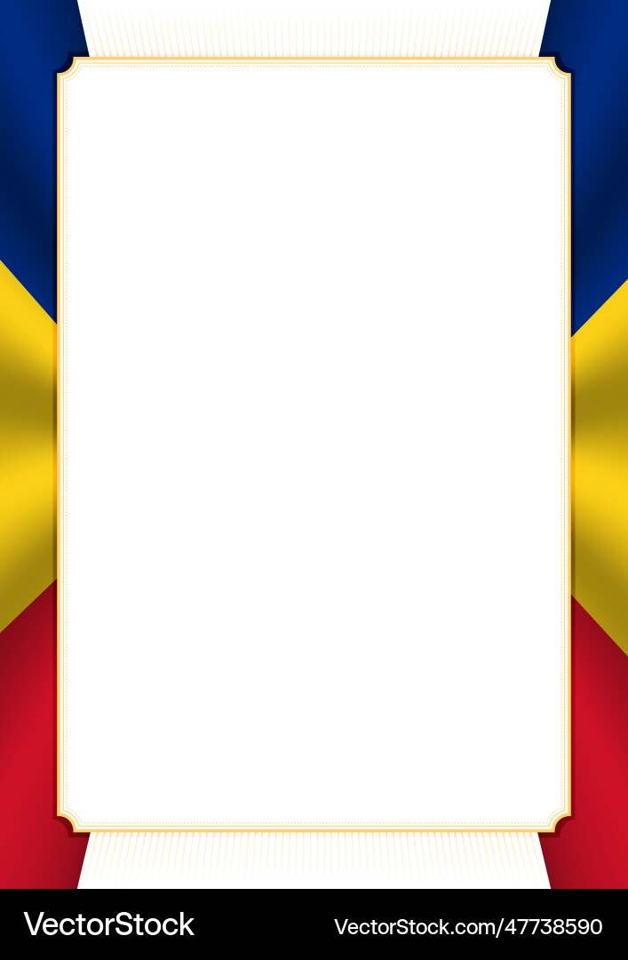 Vertical frame and border with romania flag Vector Image