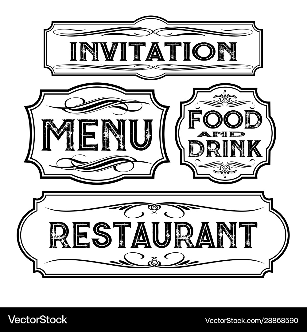 Vintage frames set restaurant bar food menu Vector Image