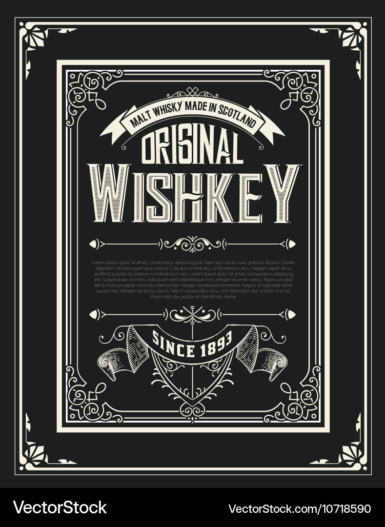 Vintage Whiskey Label Royalty Free Vector Image