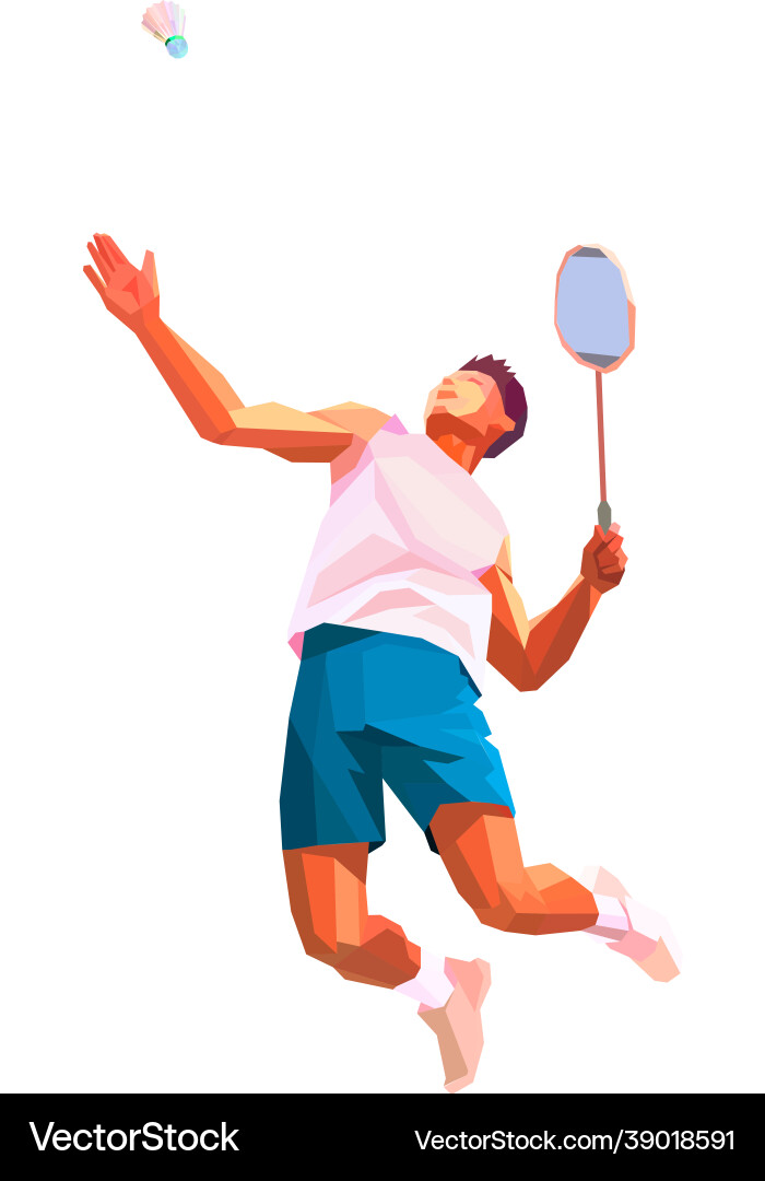 Badminton player polygonal geometric athelete Vector Image