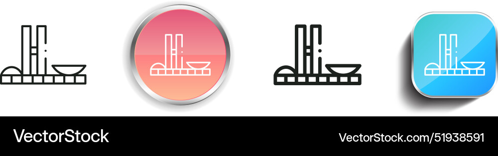 Brasilia icon thin linear regular and button Vector Image