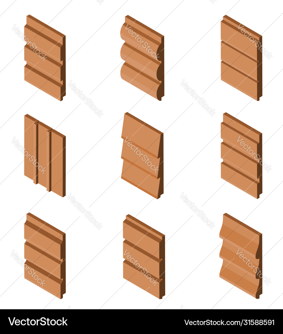 Different brown colored siding profiles Royalty Free Vector