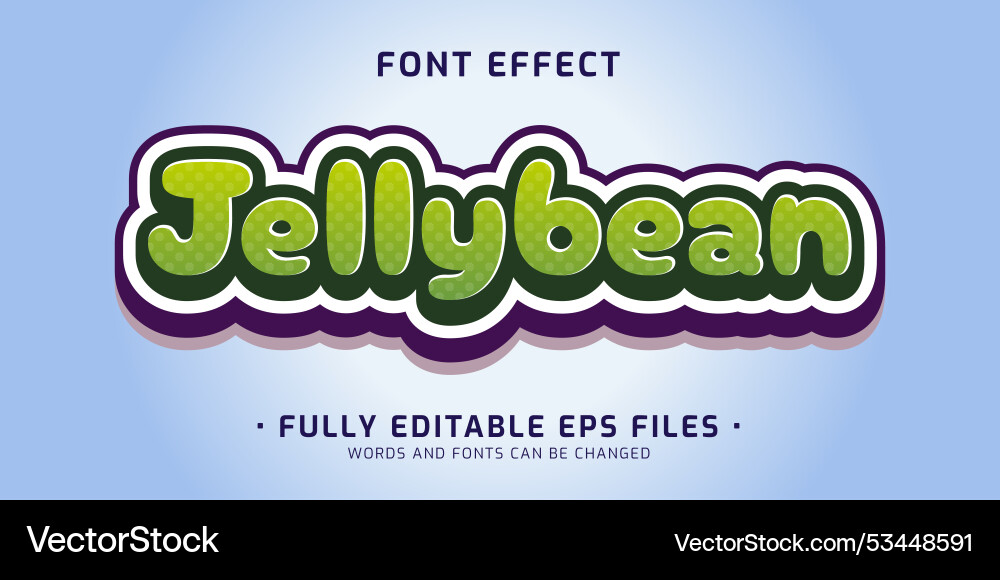 Editable kawaii jellybean with doodle style font Vector Image