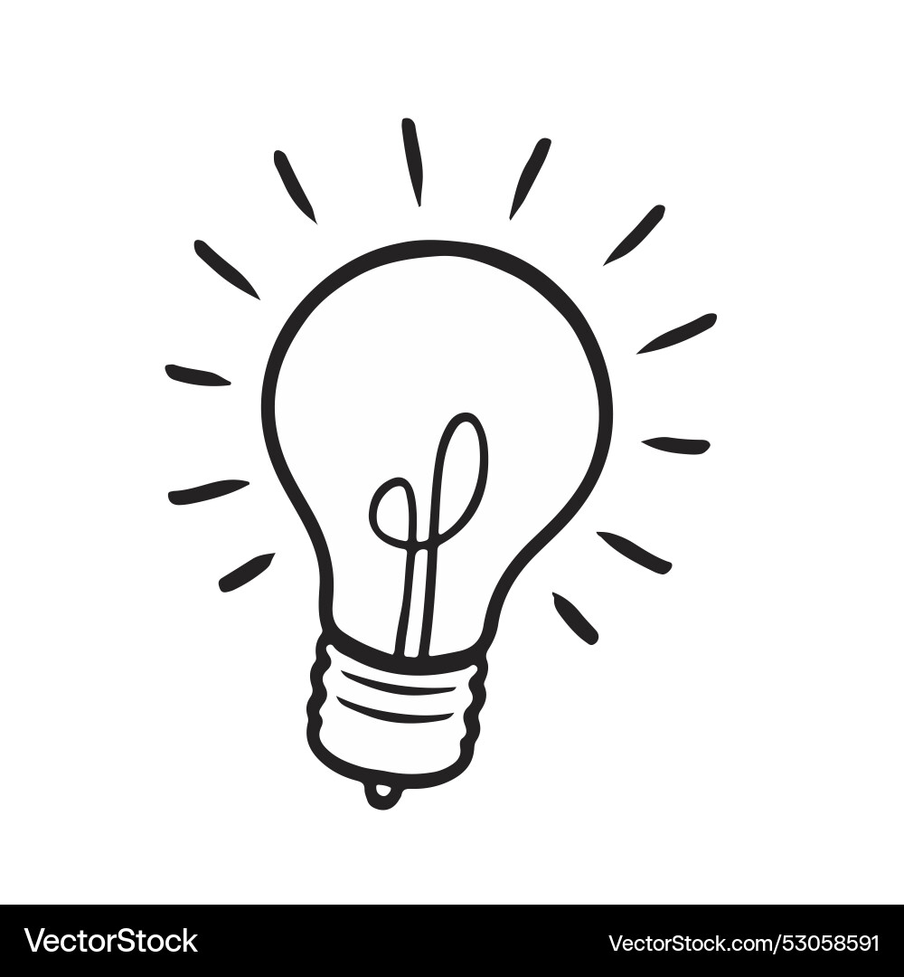 Hand Drawn Light Bulb Doodle Royalty Free Vector Image