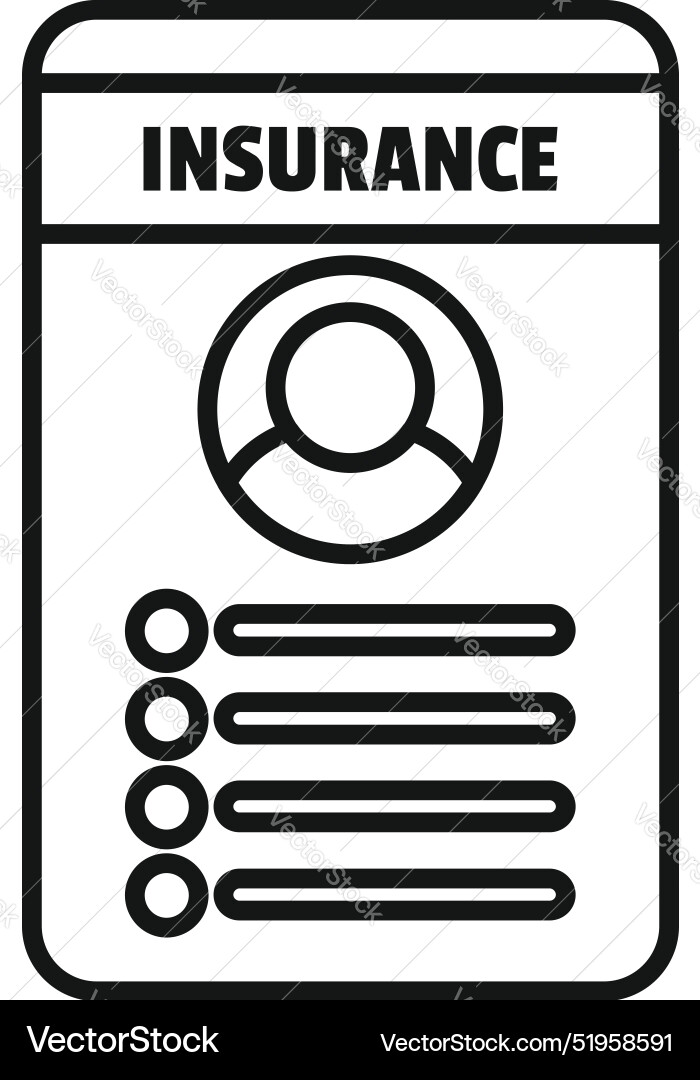 Insurance policy card with user profile Royalty Free Vector