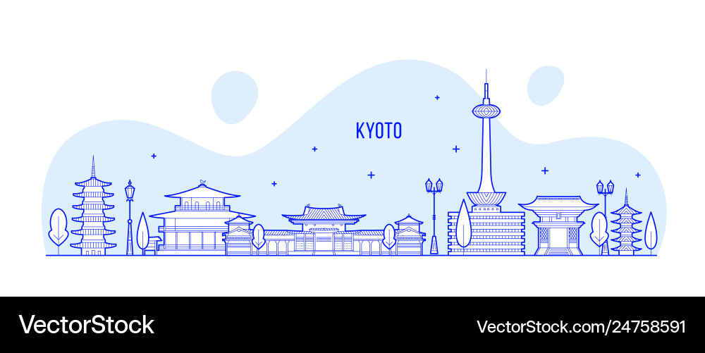 Kyoto Skyline - Japan Royalty Free Vector Image