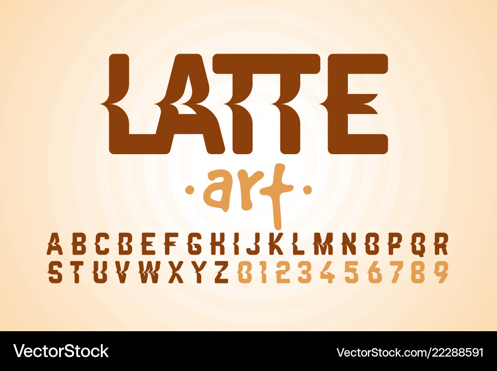 Latte Art Alphabet Font - Coffee Lettering Vector Image