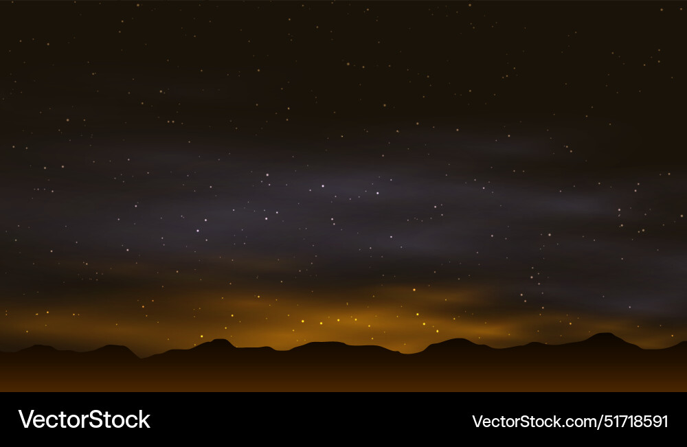 Magical night sky banner with mountain design Vector Image
