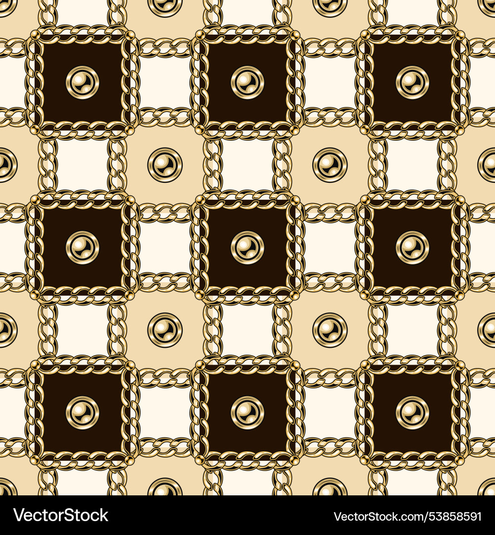 Pattern with squares made gold chains beads Vector Image