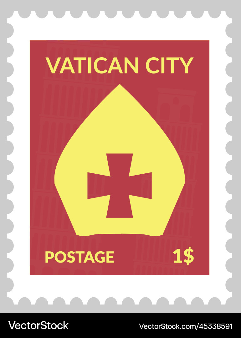 Postmark or postcard with vatican symbol cross Vector Image