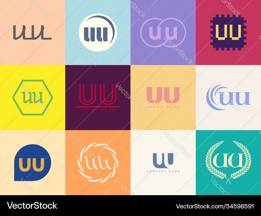 Uu logo company template letter u and u logotype Vector Image