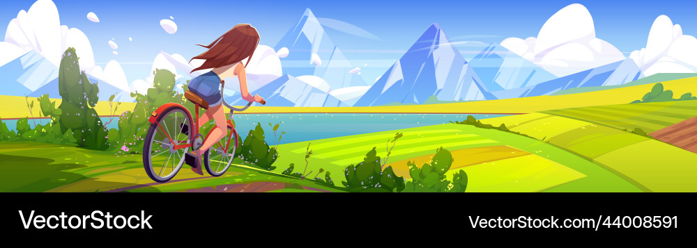 Woman riding bicycle cartoon Royalty Free Vector Image