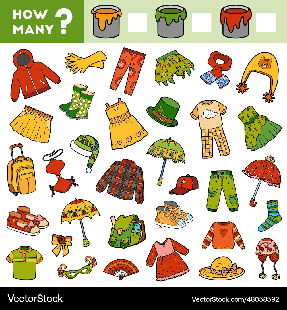 Counting Clothes Educational Game Royalty Free Vector Image