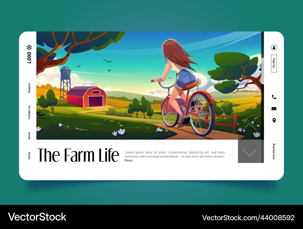 Farm life landing page horizontal template Vector Image