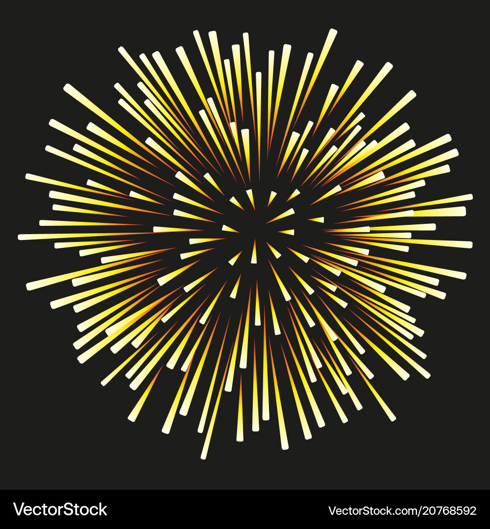 Fireworks yellow on a black background Royalty Free Vector