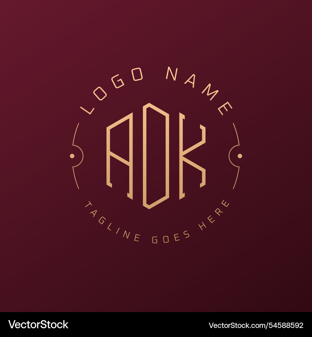 Luxury adk logo design elegant letter Royalty Free Vector