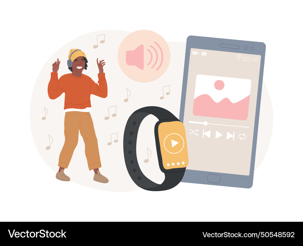 Music playback isolated concept Royalty Free Vector Image