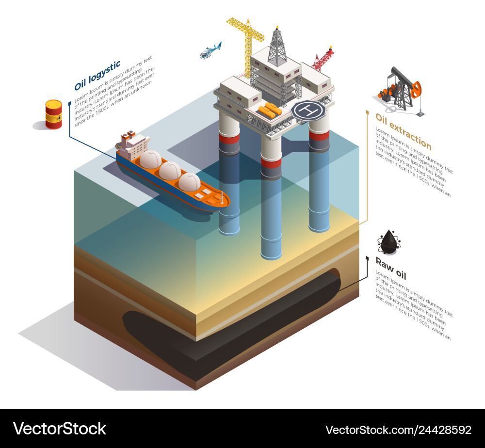 Oil production isometric composition Royalty Free Vector