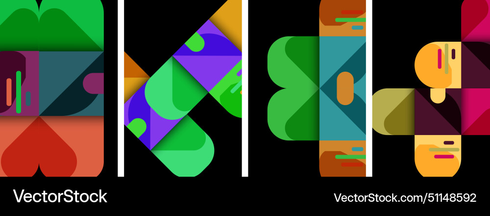 Vibrant geometric shapes create a symmetrical Vector Image