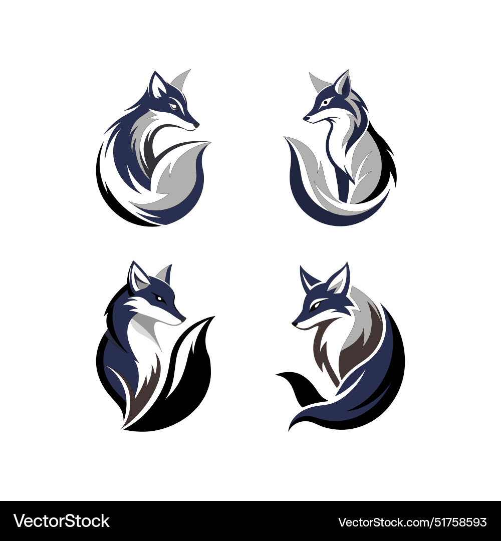 A set of minimalist fox logo art Royalty Free Vector Image